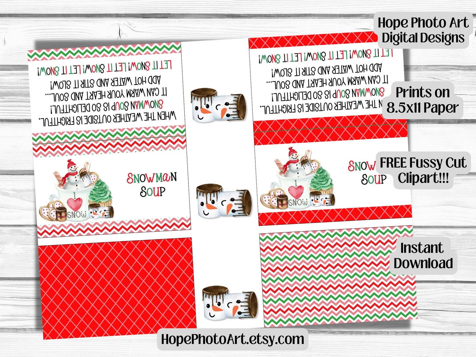 Printable Christmas Snowman Soup Bag Toppers Labels Tags - Etsy
