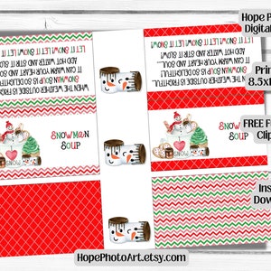Printable Christmas Snowman Soup, Bag Toppers, Labels, Tags, Treat Bags ...