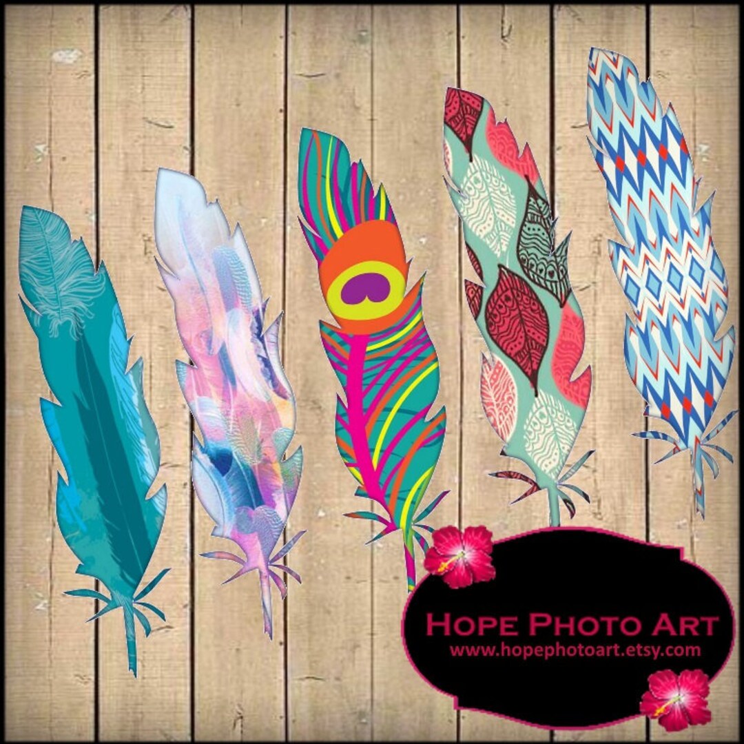 Printable Native American Tribal Feathers Collage Sheet, Scrapbooking ...