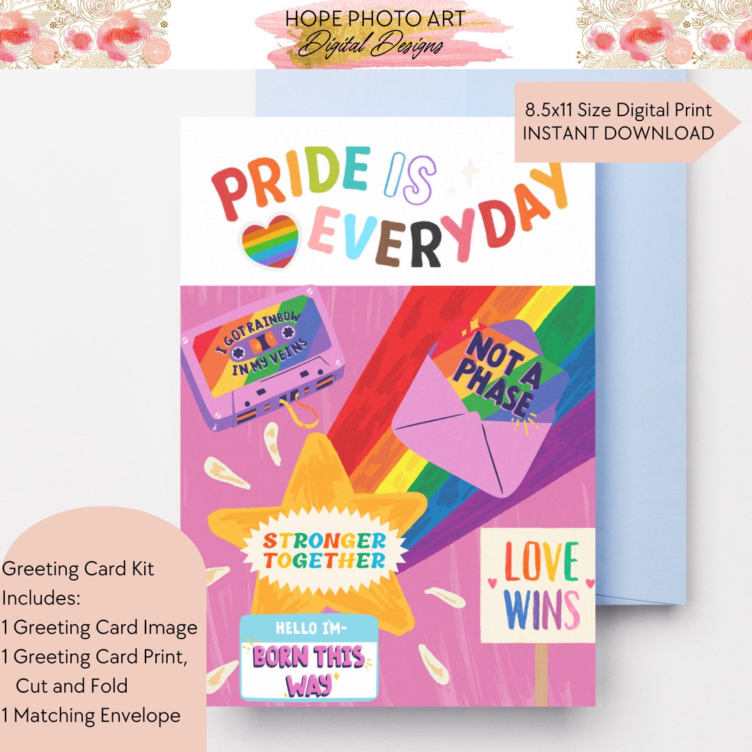 LGBTQ Pride Card, Pride is Everyday, Retro Greeting Card, Pride Month ...