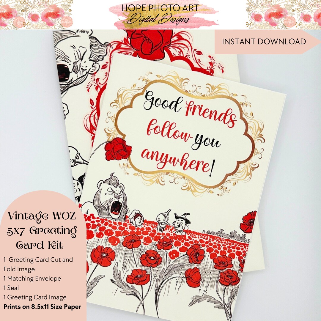 Vintage Wizard of Oz Greeting Card, Good Friends, Poppy Fields ...