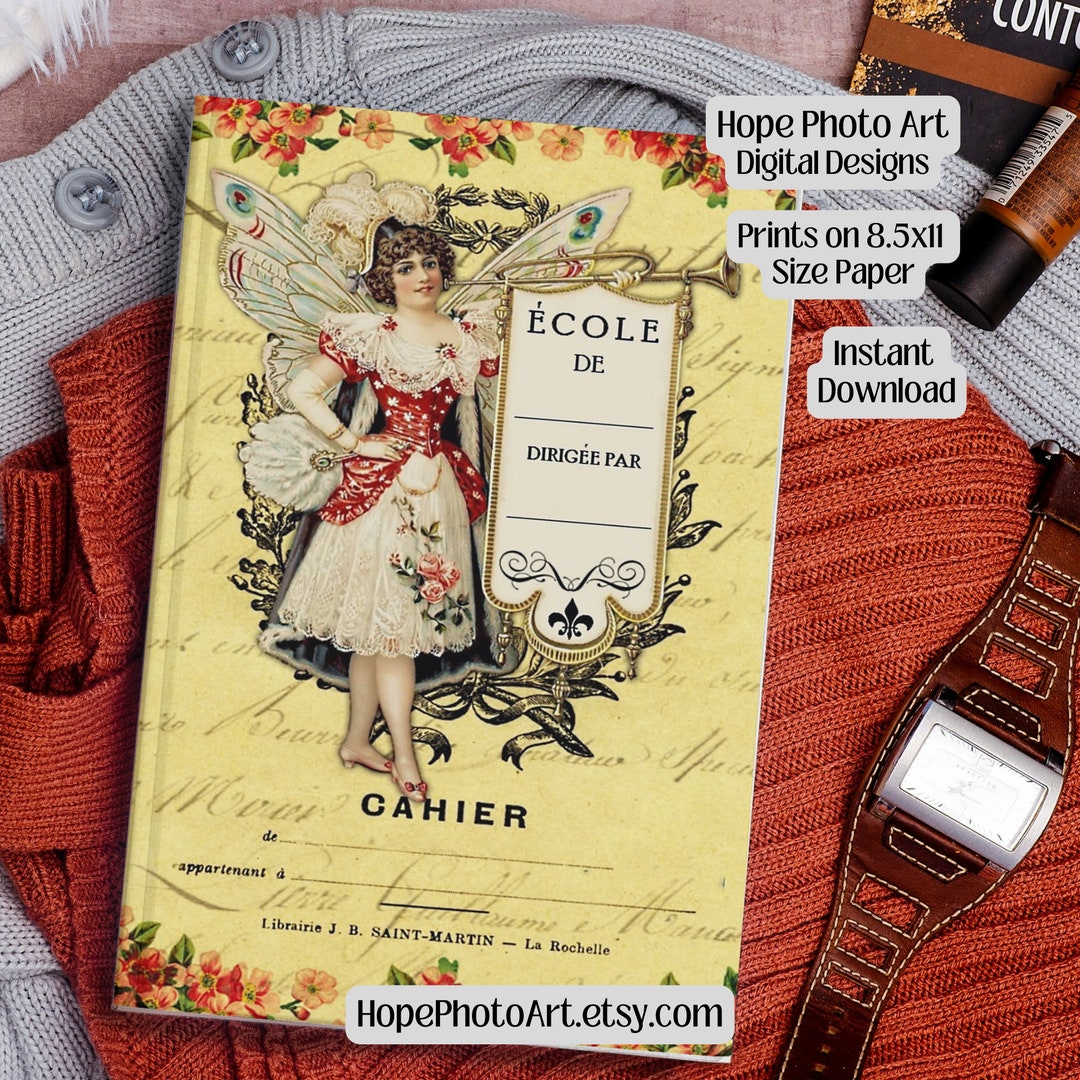 Printable French Fairy Book Cover, Junk Journal, Scrapbooking, Digital ...