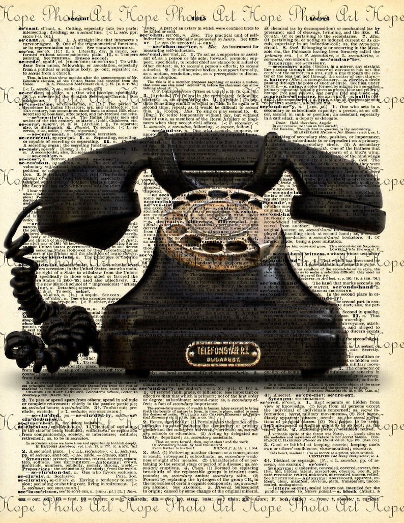 Printable Vintage Retro Telephone Dictionary Digital Print, Iron on ...