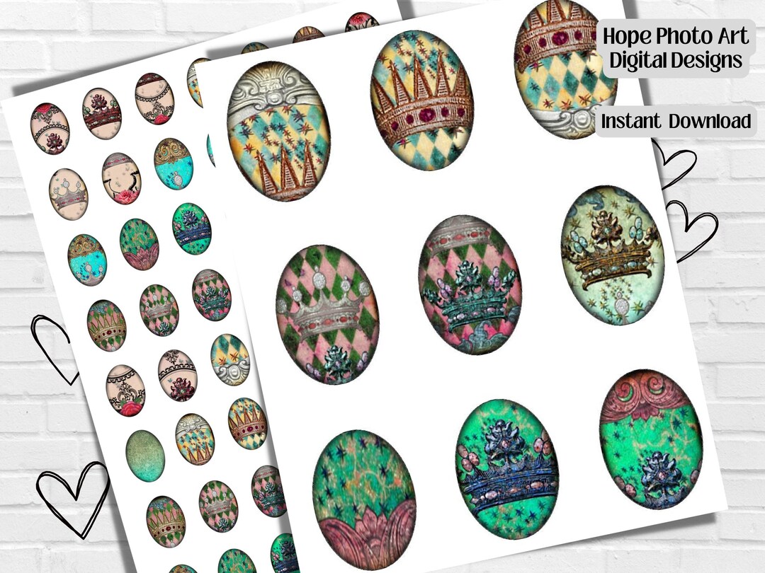 Royal Jeweled Crowns Digital Collage Sheet, 18x25mm (digital Download ...