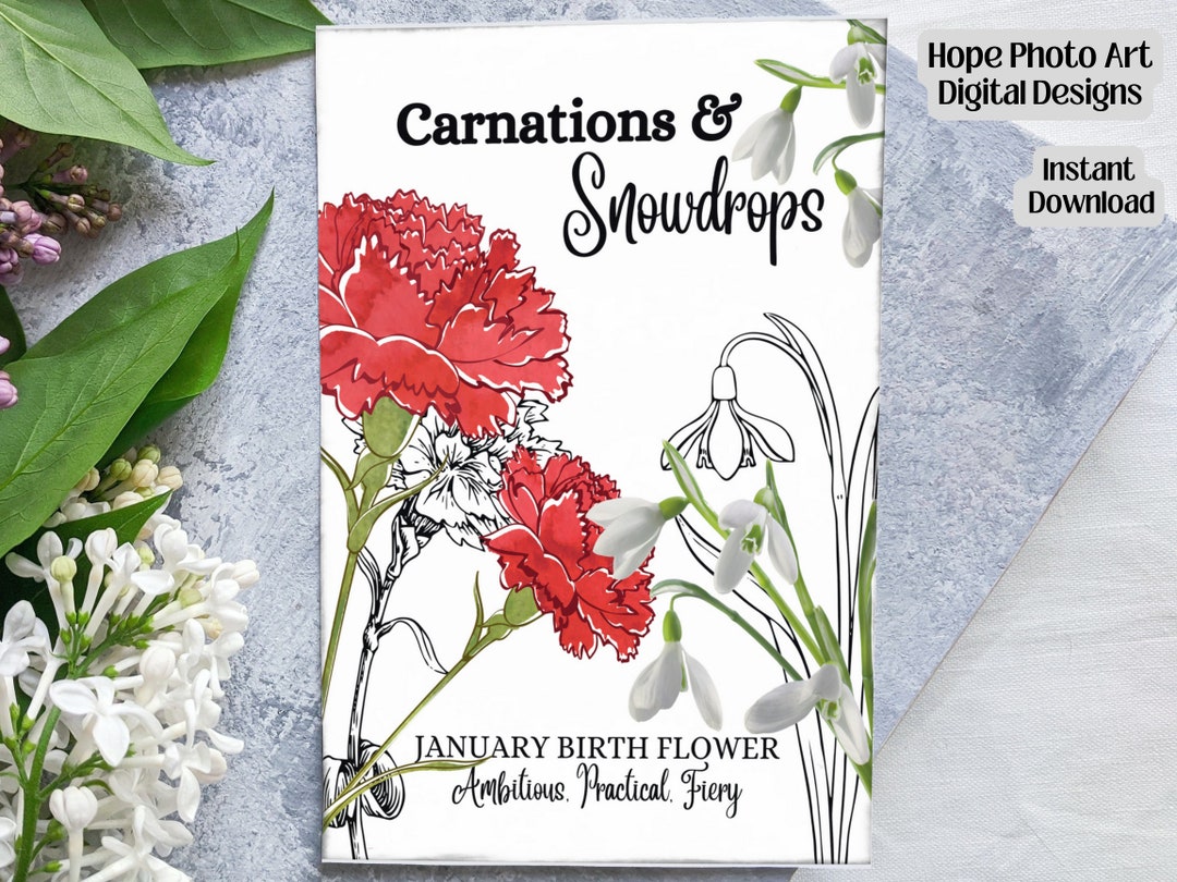 January Birth Flower, 5x7 Card Kit, Birthday Flower Card, Wildflowers ...