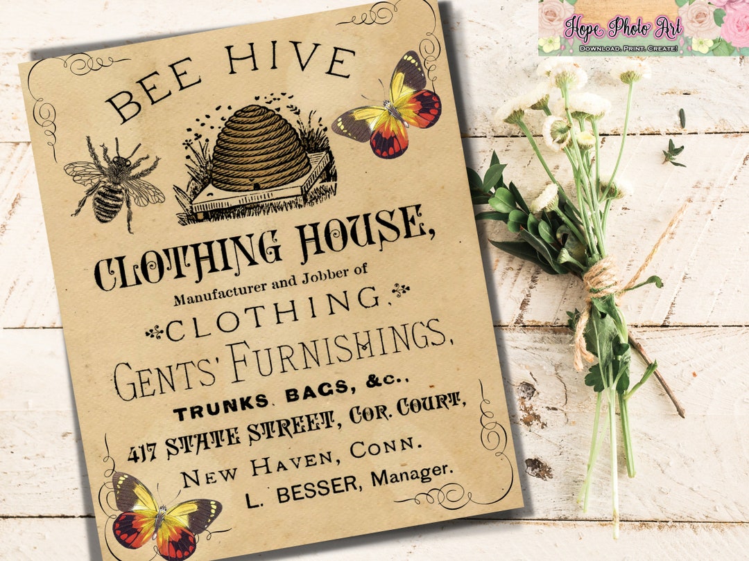 Printable Farmhouse Bee Hive Print, Vintage Advertisement. 8x10, Iron ...