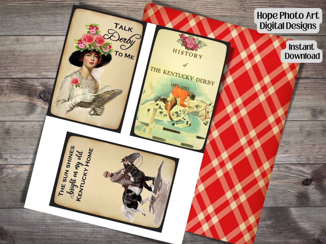 Printable Kentucky Derby Cards Vintage Ephemera Horse Race - Etsy