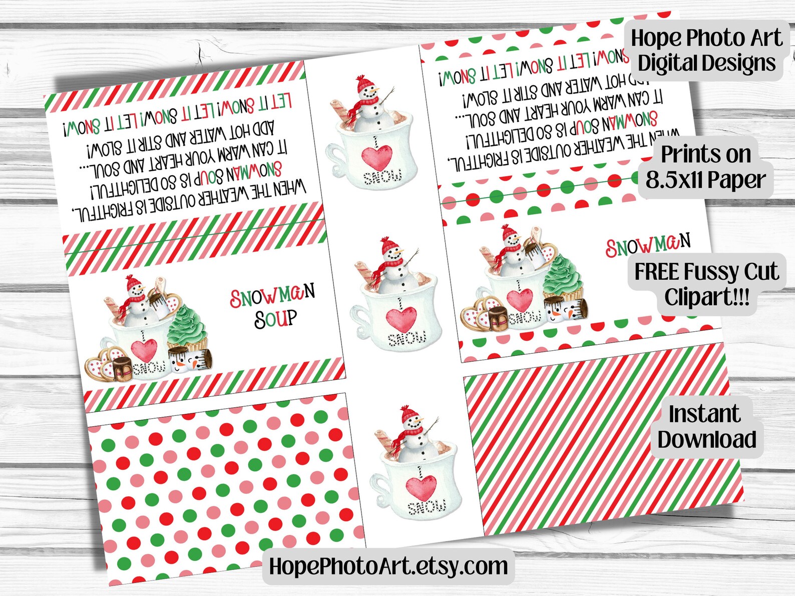 Printable Christmas Snowman Soup Bag Toppers Labels Tags - Etsy
