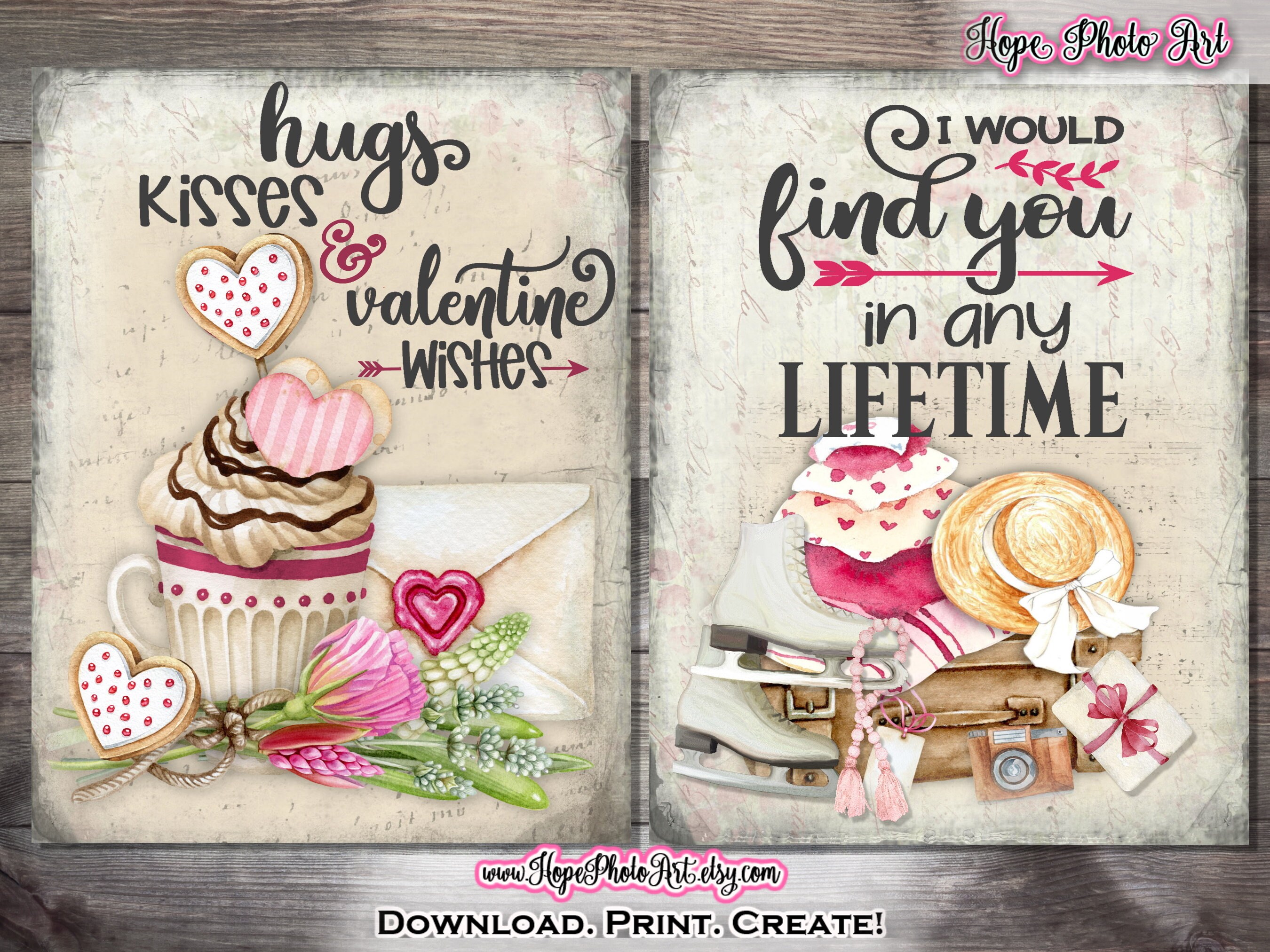 Printable Valentines Day Cards Pink Set of 14 Love - Etsy