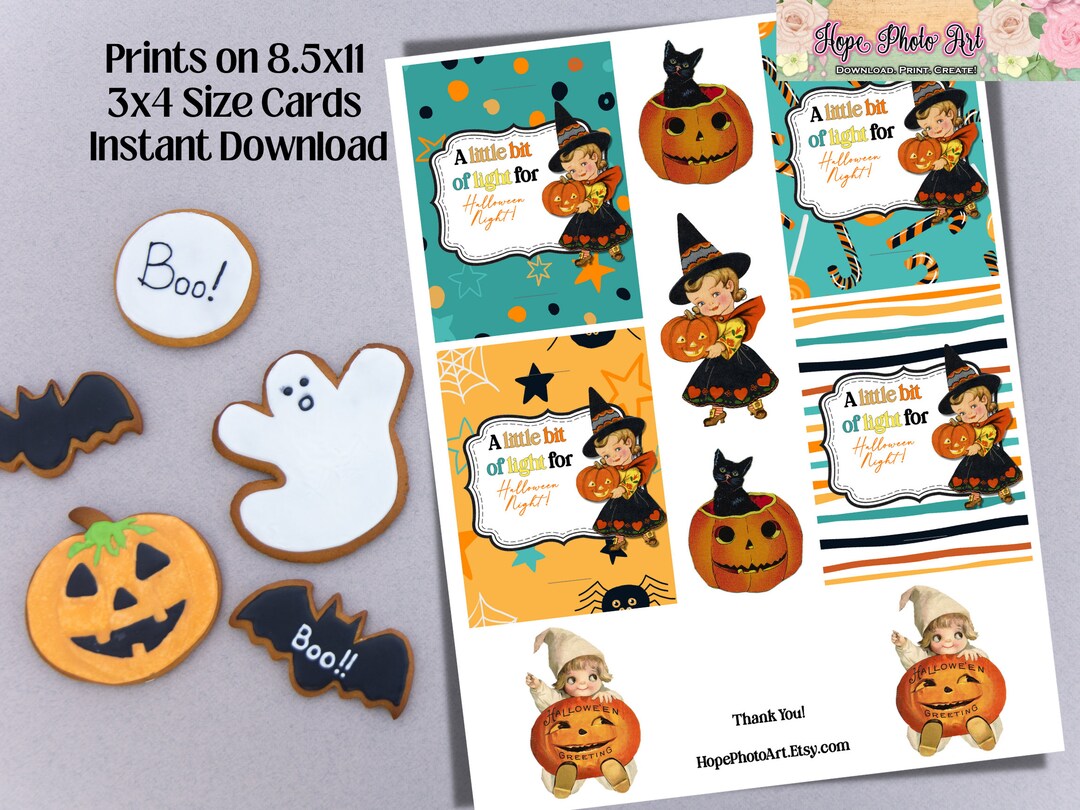Printable Halloween Glow Stick Cards, Party Favor, Trick or Treat, Gift ...