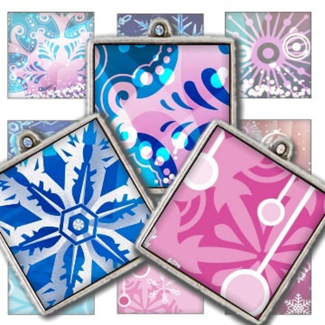 Printable Northern Lights Christmas Snowflakes 1 Inch Digital Collage ...