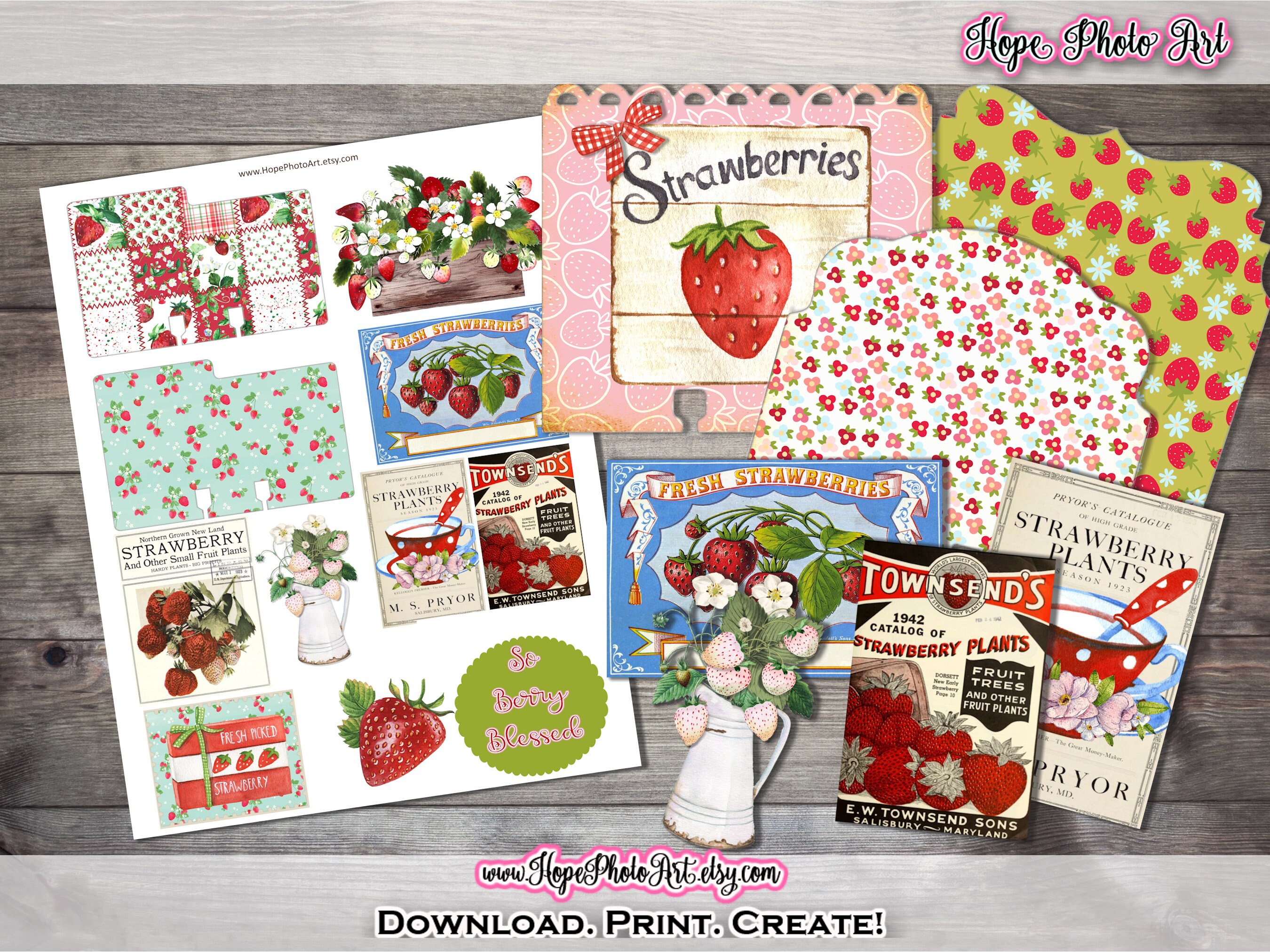 Memory Dex Cards, Strawberry, Berry Sweet, Index, Rolodex, Farmhouse ...