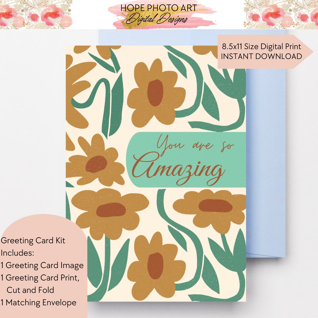 LGBTQ Card, You Are Amazing Encouragement Card, Retro Daisy Flower ...