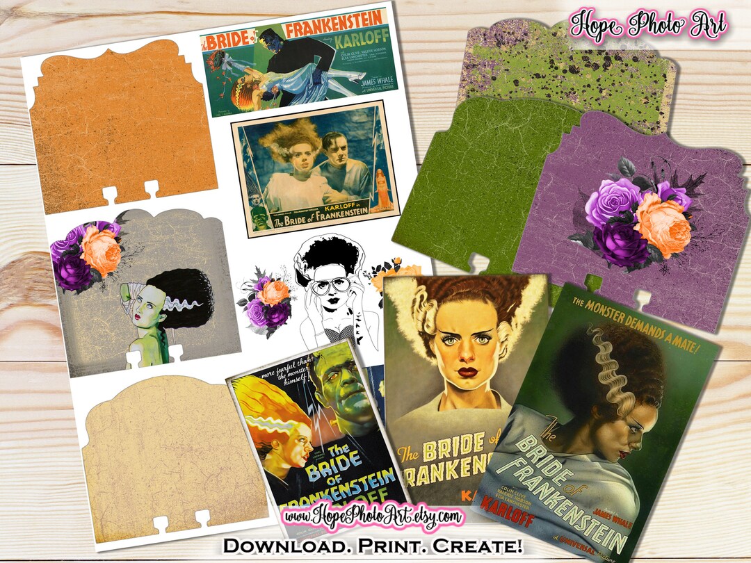 Bride Frankenstein Halloween Memory Dex Cards, Vintage Ephemera ...