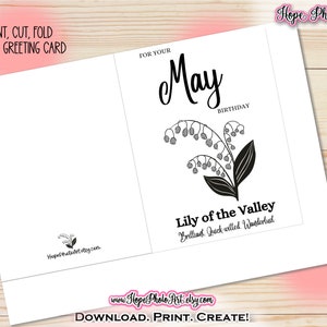 Printable May Birth Flower, 5x7 Card, Birthday Flower Card, Wildflowers ...