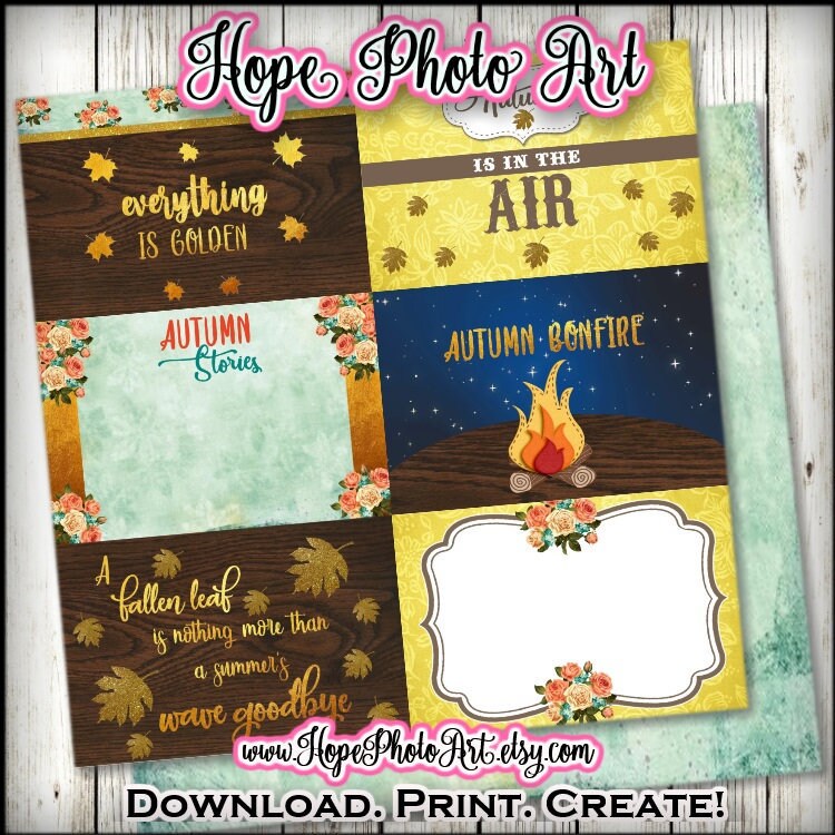 Printable Everything Golden Autumn Fall Woodland Digital Collage Pocket ...