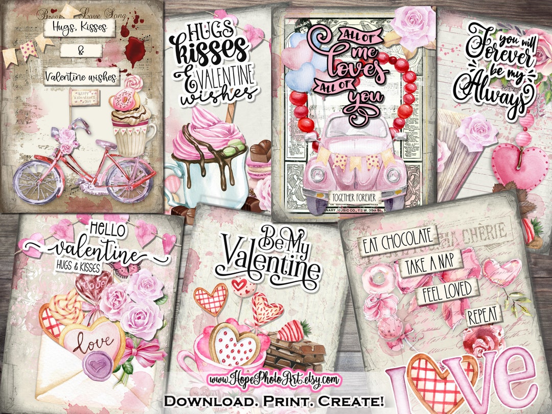 Valentines Day Cards, Pink Roses and Chocolate, Set of 12, Love, Latte ...