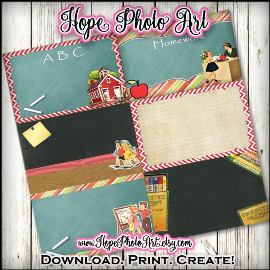 Back to School Junk Journal Cards, Tags, Retro, Classroom, Chalkboard ...