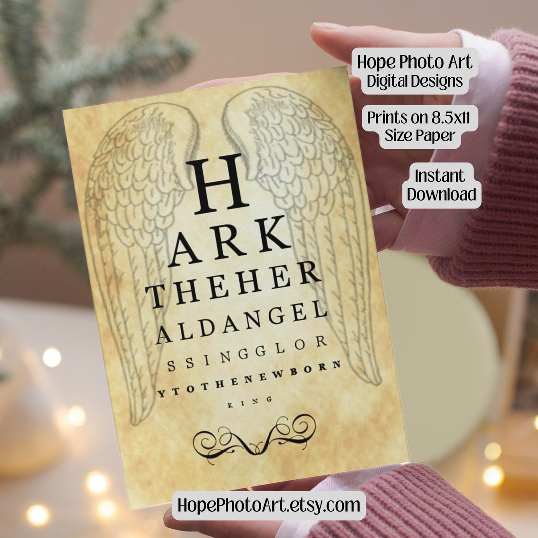 Printable Christmas Card, Tags, Hark the Herald Angels, Eye Chart ...