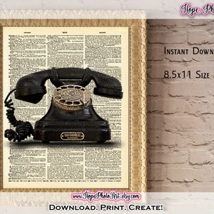 Printable Vintage Retro Telephone Dictionary Digital Print, Iron on ...