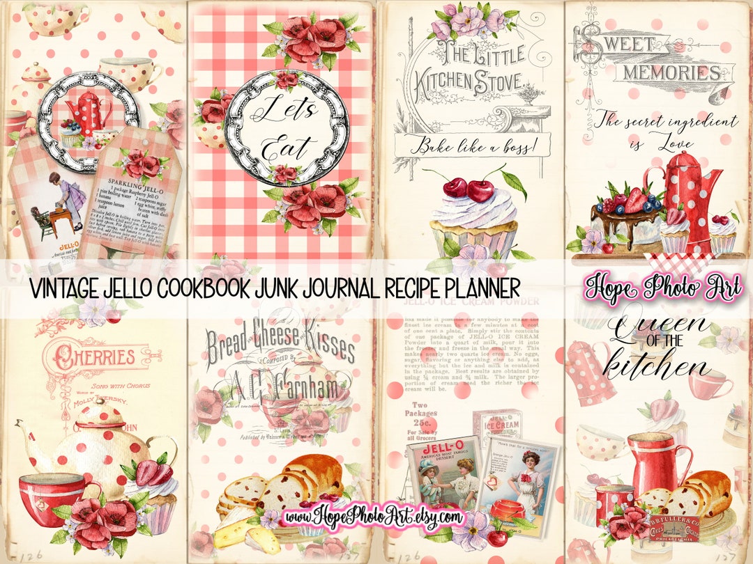 Junk Journal, Vintage Cookbook, Recipe Planner, Jello Ephemera, Pantry ...
