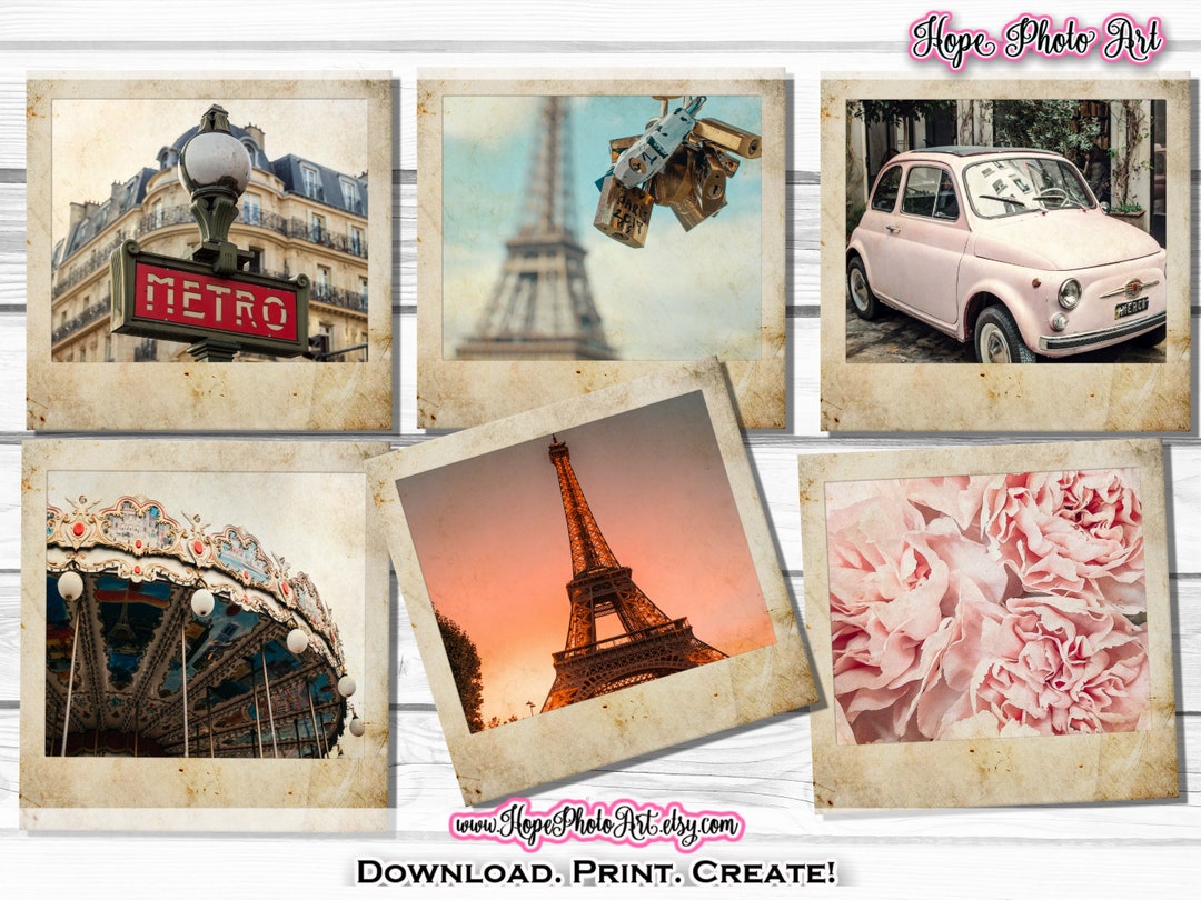 Faded Photos, Polaroid, Paris Romance, Valentines Day, Wedding, Eiffel ...