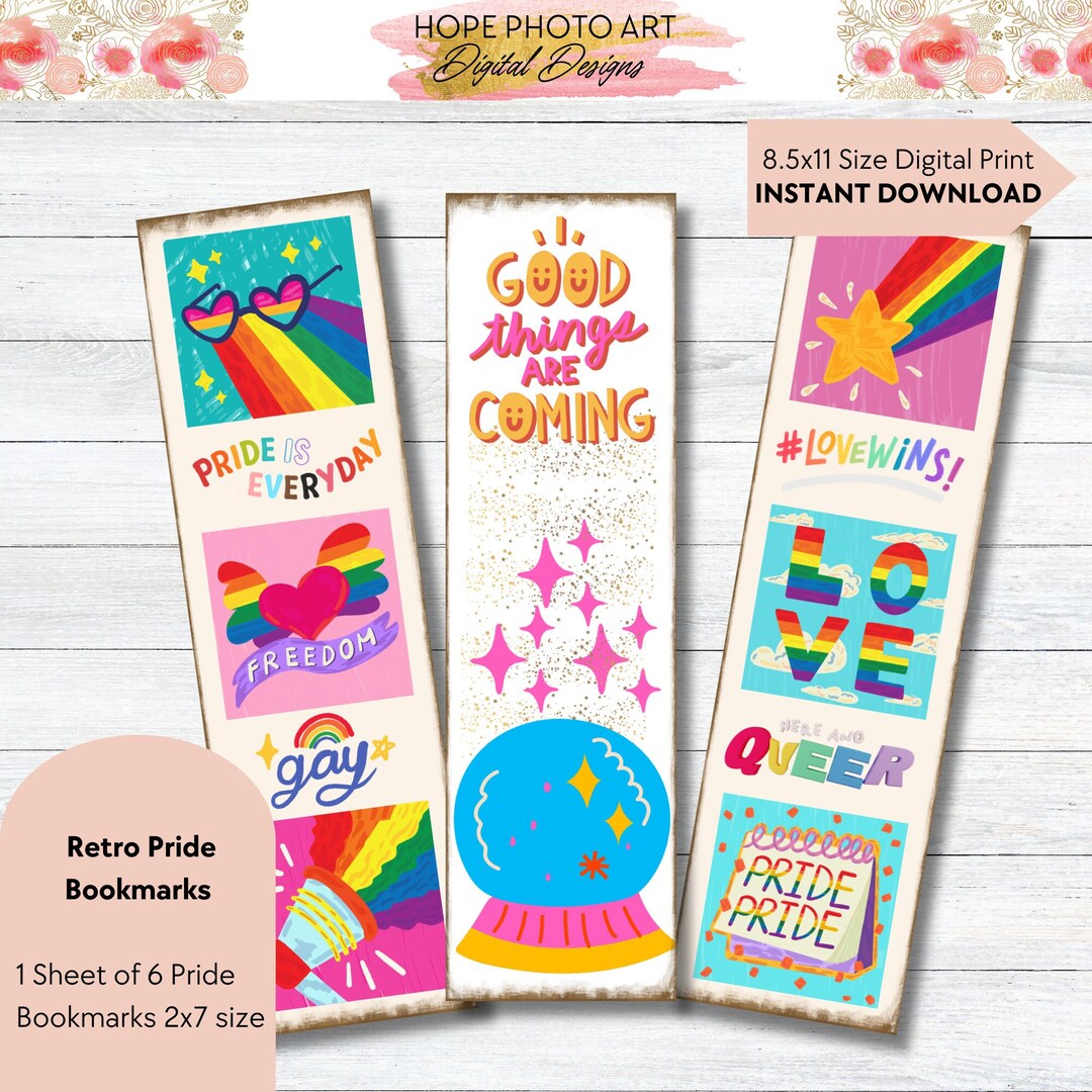 Retro Pride Bookmark Set, LGBTQ Bookish Bookmarks, LGBTQ Gifts, Pride ...
