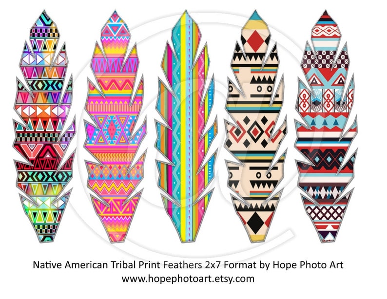 Printable Native American Feathers Tribal 2x7 Digital Collage - Etsy