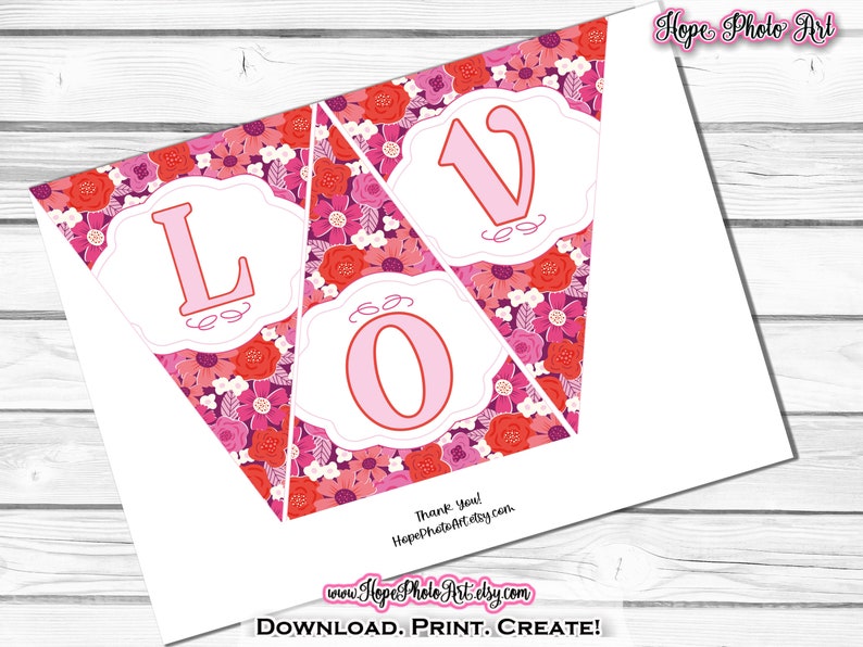 Printable Retro Valentine Love Banner, Garland, Party Decor, Vintage ...