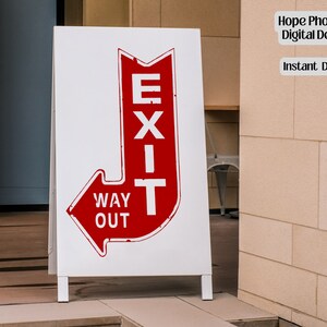 Red Exit Sign, Vintage Farmhouse, Sublimation Cricut, Iron on Transfer ...