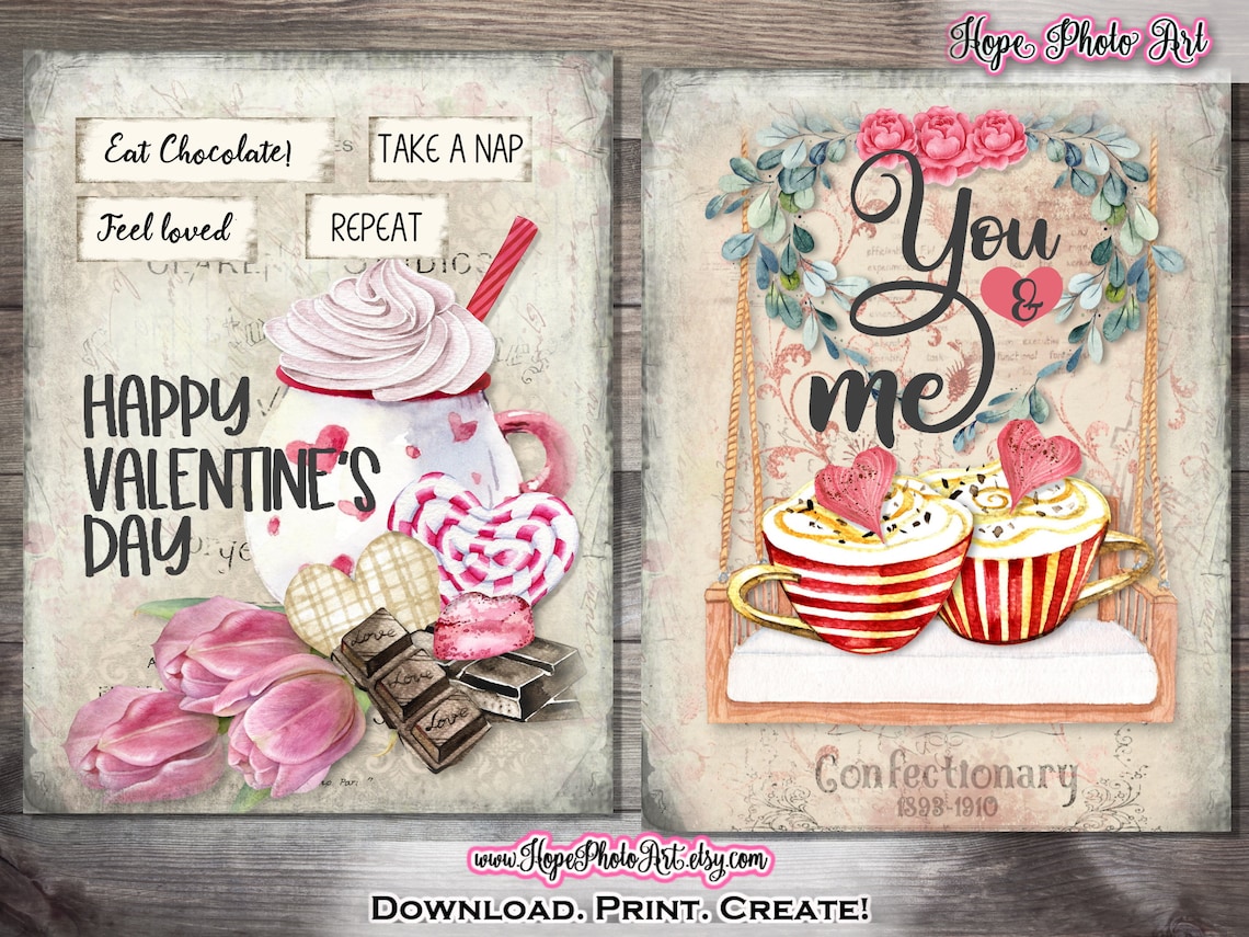 Printable Valentines Day Cards Pink Set of 14 Love - Etsy