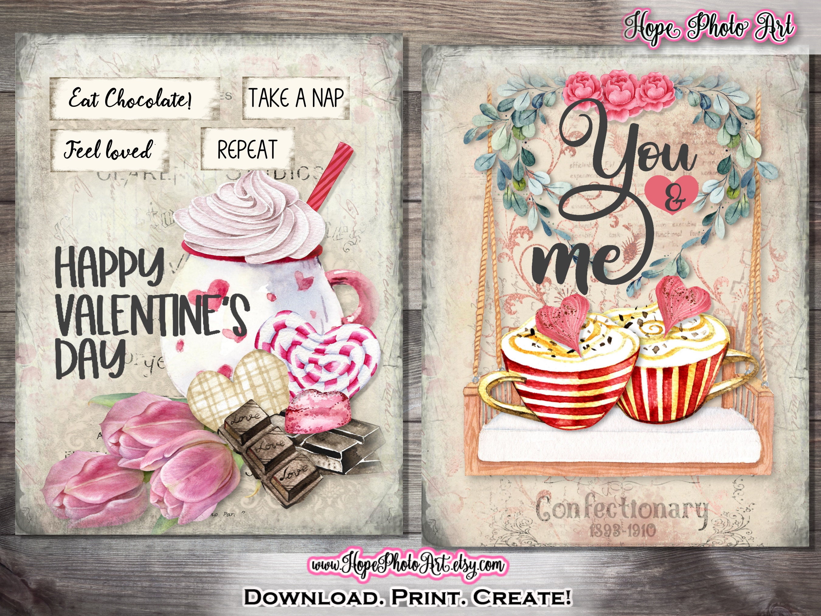 Printable Valentines Day Cards Pink Set of 14 Love - Etsy