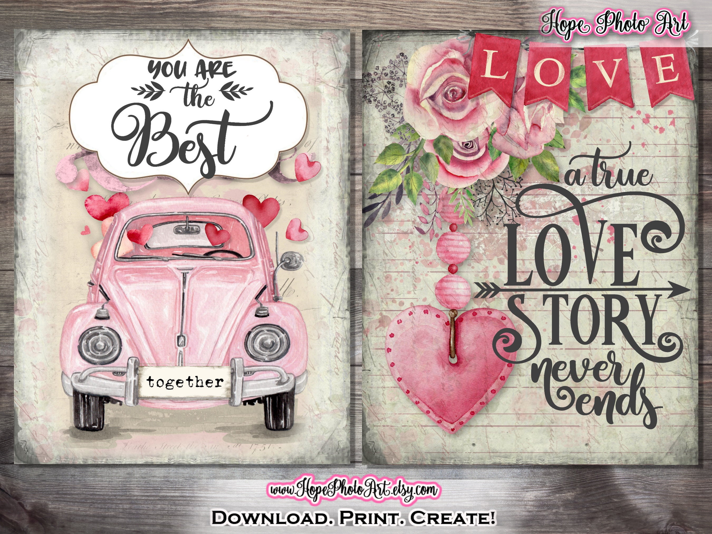 Printable Valentines Day Cards Pink Set of 14 Love - Etsy