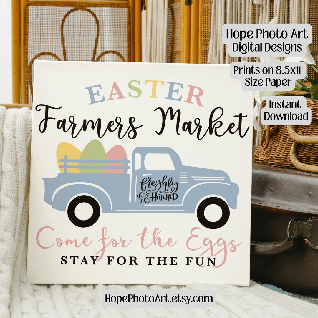 Printable Easter Farmers Market Sign, PNG, Image Transfer, Truck ...
