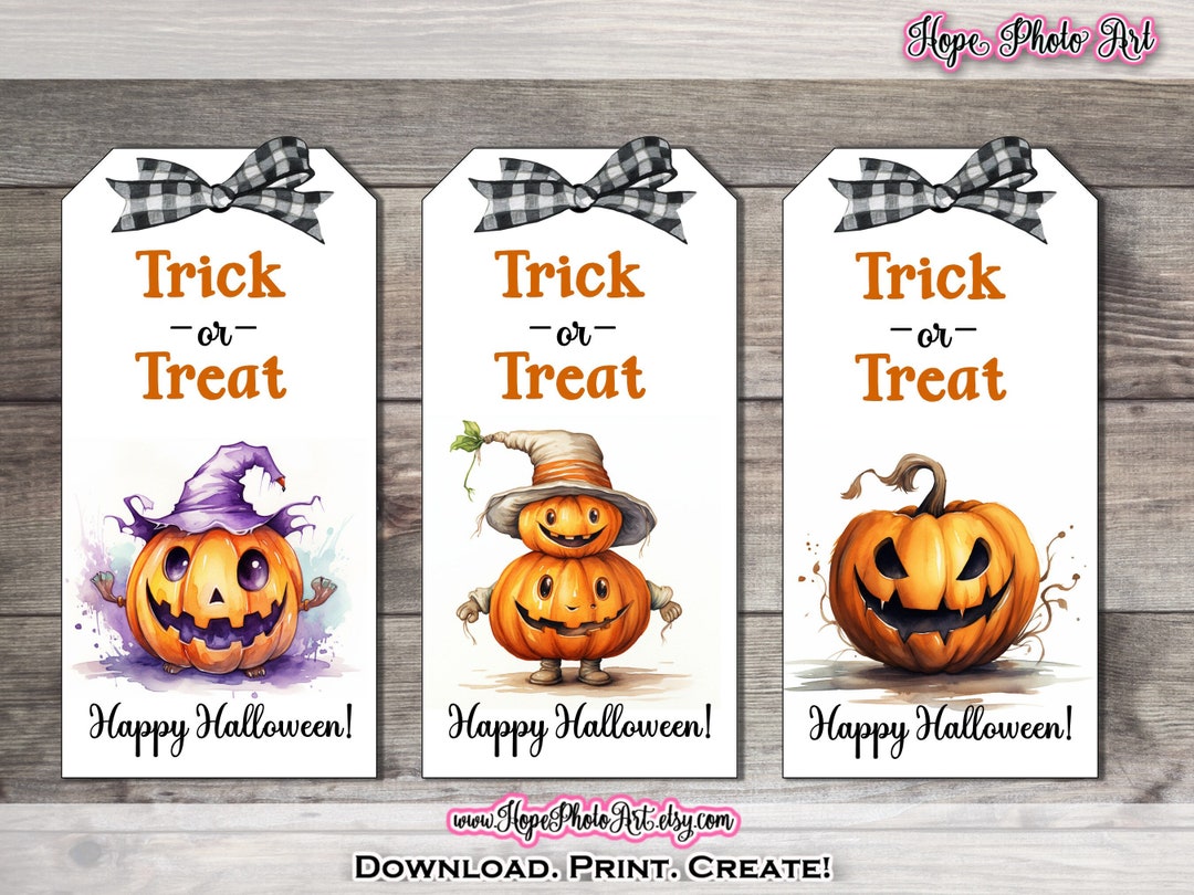 Watercolor Pumpkin Halloween Treat Tags (digital Download) - Etsy