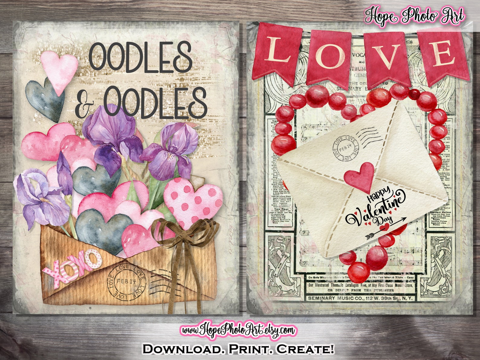 Printable Valentines Day Cards Pink Set of 14 Love | Etsy