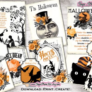 Vintage Halloween Tags and Labels, Victorian, Junk Journal ...