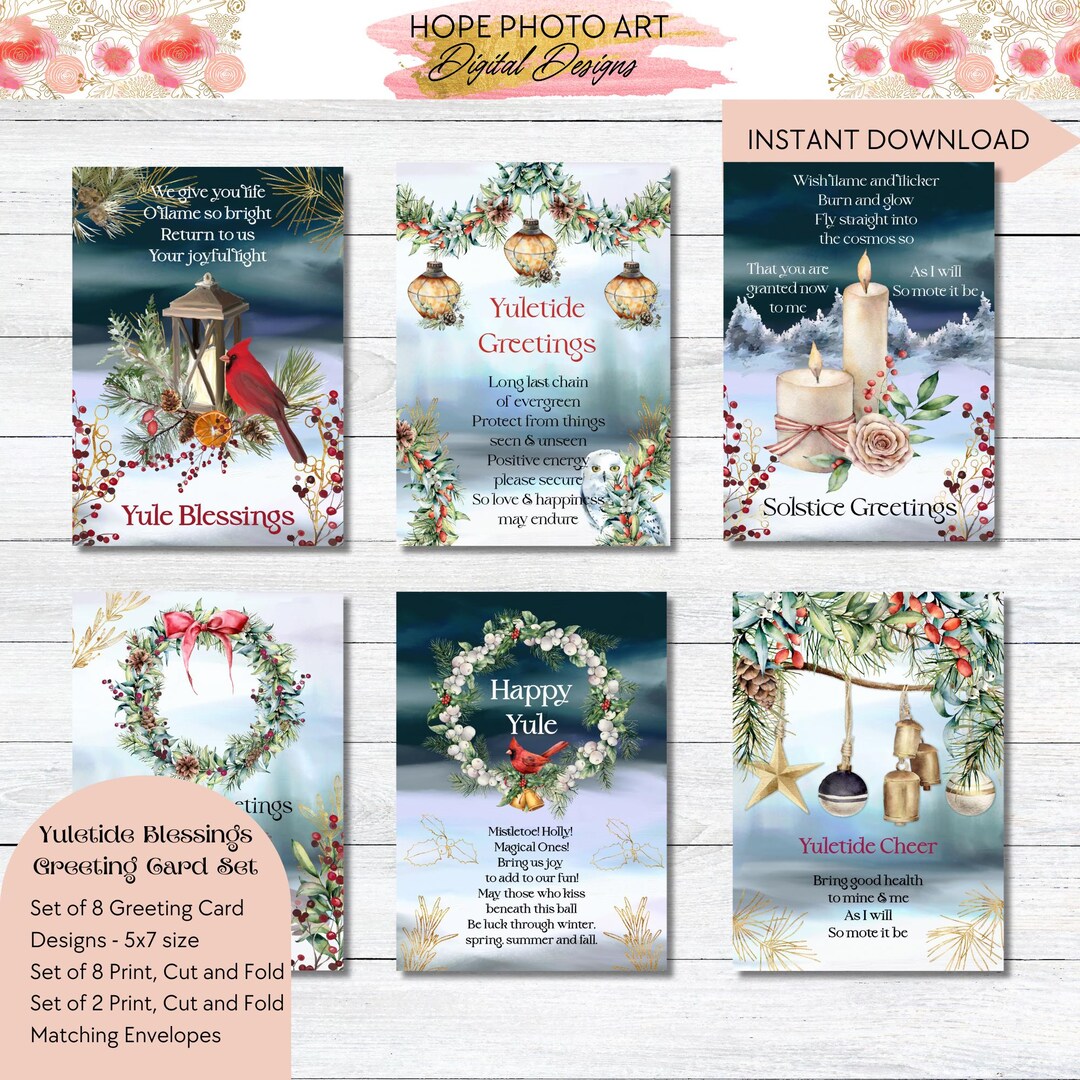 Yule Winter Solstice Cards, Blessings, Christmas, Nordic, Norse, Snow ...