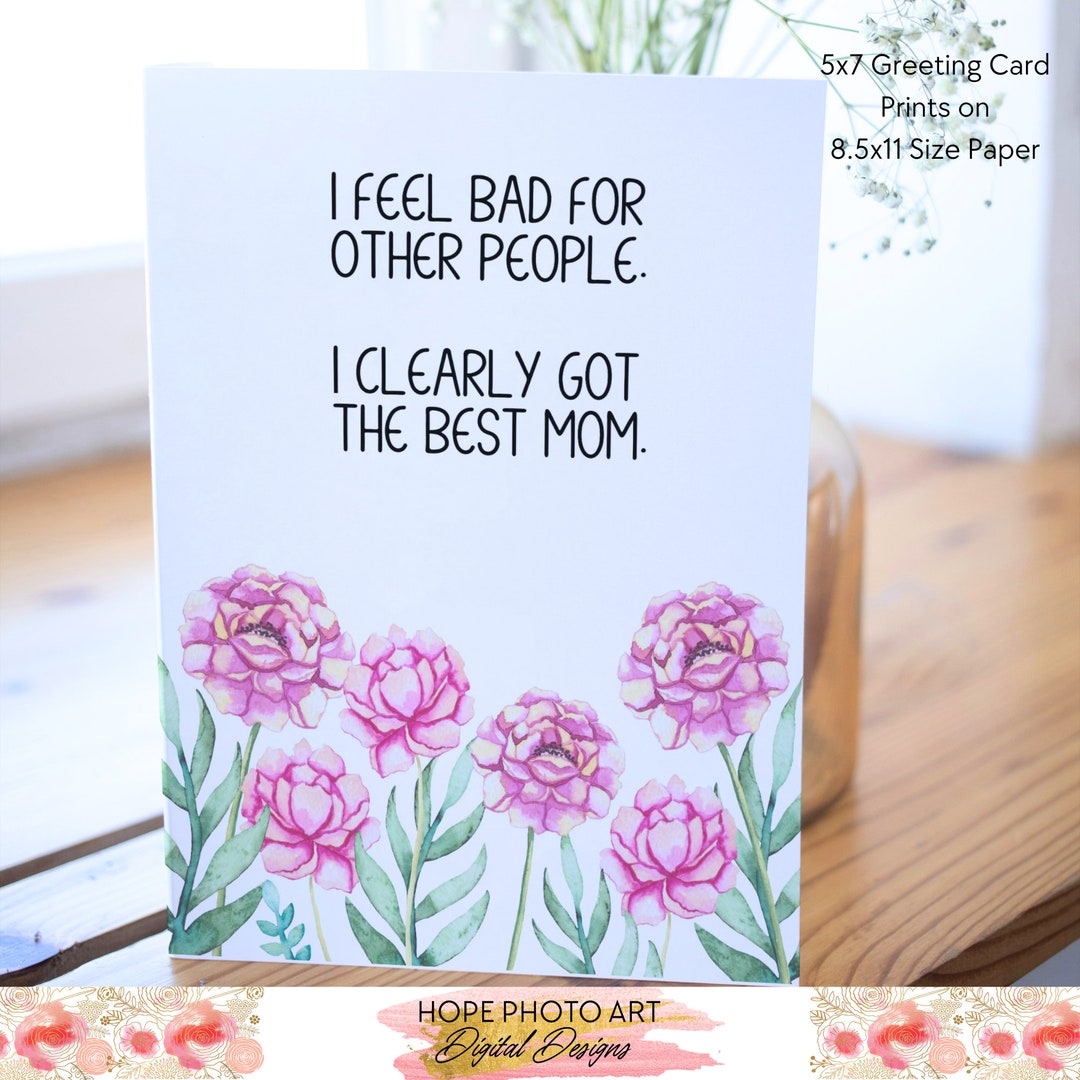 Happy Mothers Day Card, Best Mom, Card for Mom, Floral Watercolor, Pink ...