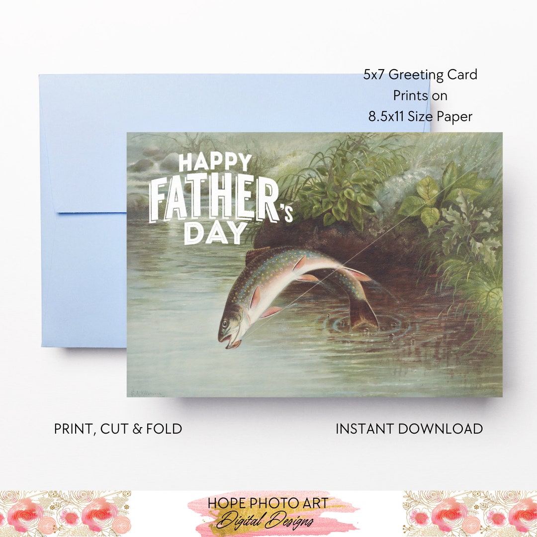 Happy Fathers Day Card, Fishing Card, Outdoors, Dad Fishing, Card for ...