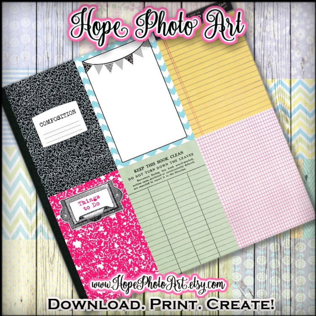 Printable Back to High School Composition Notebook Library Legal Pad ...