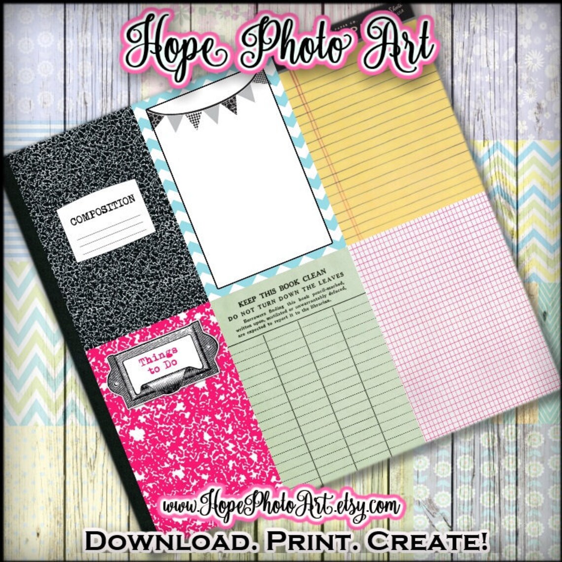 Printable Back to High School Composition Notebook Library | Etsy
