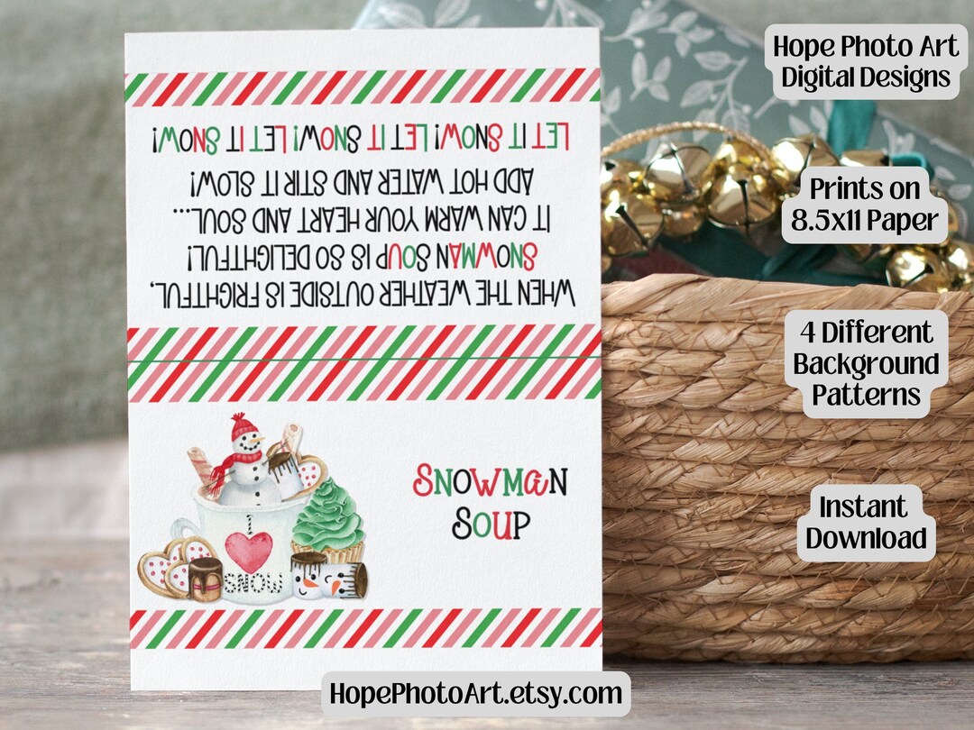 Printable Christmas Snowman Soup, Bag Toppers, Labels, Tags, Treat Bags ...