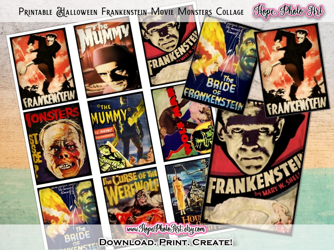 Halloween Horror Movie Monster Cards, Vintage Scrapbooking (digital) - Etsy