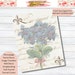 French Script Hydrangea Decoupage Print, Cottage Floral (digital ...