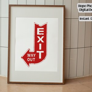 Red Exit Sign, Vintage Farmhouse, Sublimation Cricut, Iron on Transfer ...