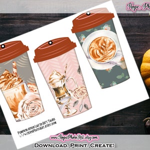 Pastel Autumn Tags, Pumpkin Spice Latte, Coffee Shop, Gift Tags, Junk ...