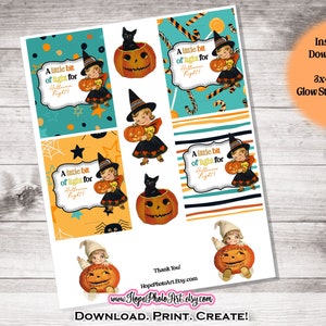 Printable Halloween Glow Stick Cards, Party Favor, Trick or Treat, Gift ...