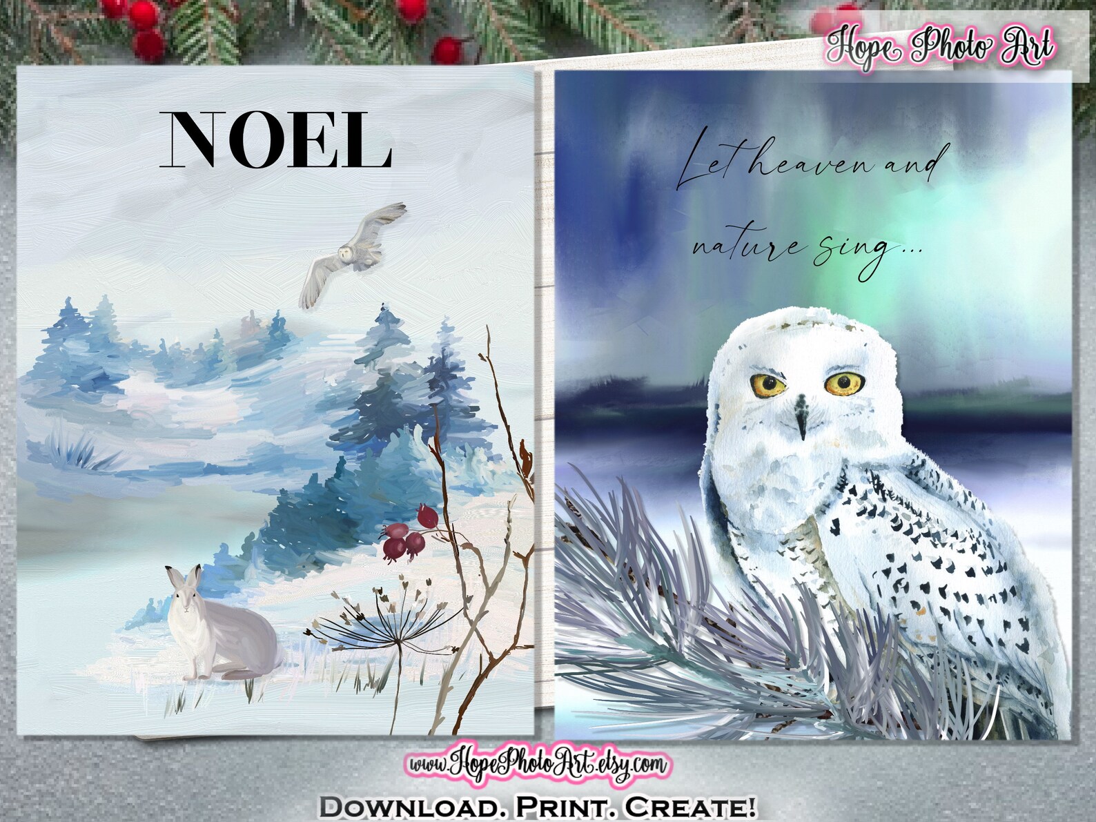 Printable Christmas Cards Polar Bear Woodland Winter - Etsy