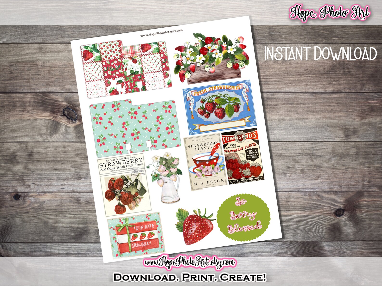 Memory Dex Cards, Strawberry, Berry Sweet, Index, Rolodex, Farmhouse ...